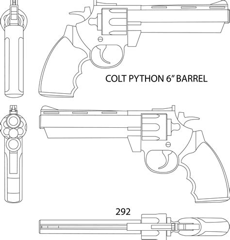 Artstation Colt Python 6 Barrel Line Art Vector File Black White
