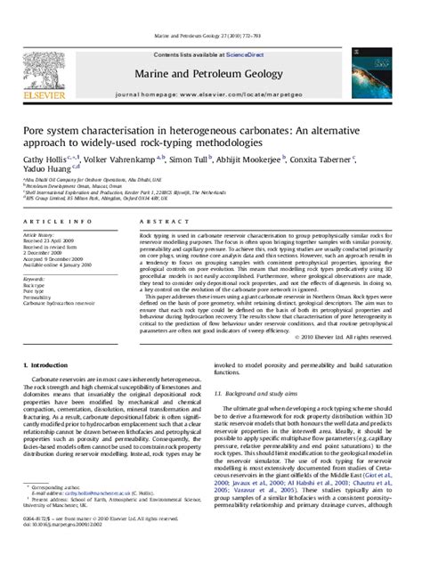 Pdf Pore System Characterisation In Heterogeneous Carbonates An Alternative Approach To