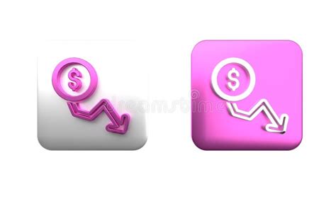 Colorful Dollar Rate Decrease Icon Isolated On White Background Cost Reduction Money Symbol