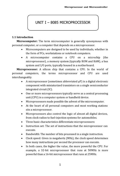 Microprocessors And Microcontrollers Microprocessor And