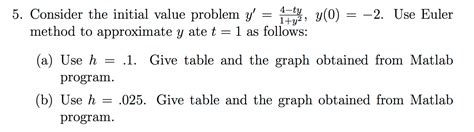solved consider the initial value problem y 4 ty 1