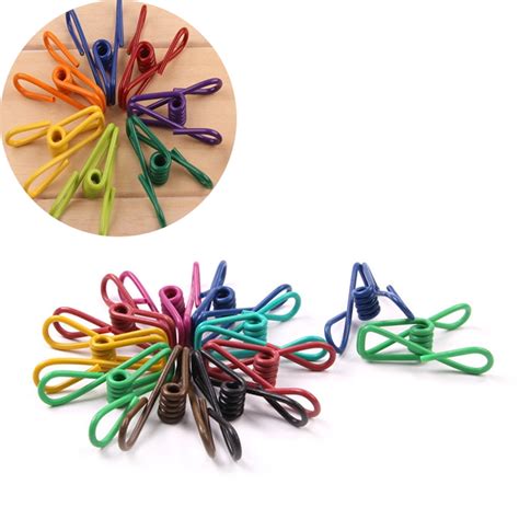 Pamingono 32 Mini Laundry Clips Assorted Colors Holding Clothes Bag