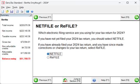 Using Netfile To Send Your Tax Return Program Help Genutax Standard
