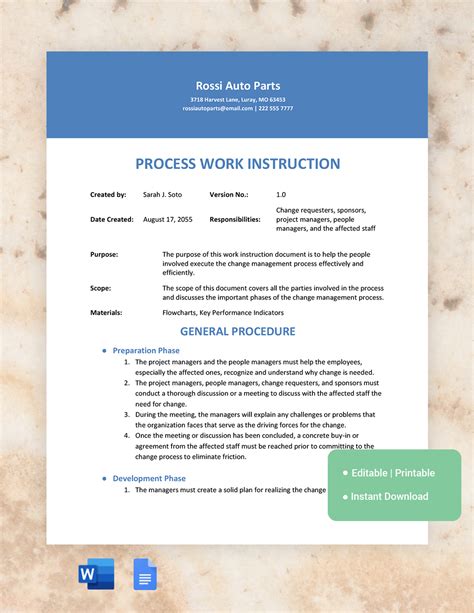 ISO Work Instruction Template In Word Google Docs Download Template Net
