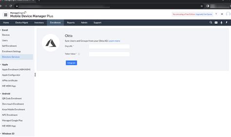 Integrate Okta ManageEngine Mobile Device Manager Plus