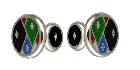 David Oscarson Harlequin Cuff Link Pair Opaque Black