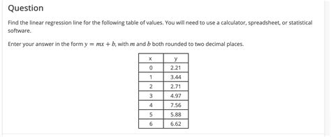 Solved Question Find The Linear Regression Line For The