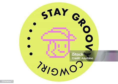 픽셀 아트 카우걸 디지털 스티커 핑크와 옐로우 그린 색상 Y2k에서 영감을 받은 와일드 웨스트 아이콘 1980 1989 년에 대한 스톡 벡터 아트 및 기타 이미지 Istock