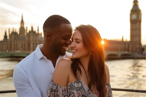 Young Interracial Couple In London Premium Ai Generated Image