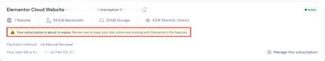 Renew Your Subscription Elementor