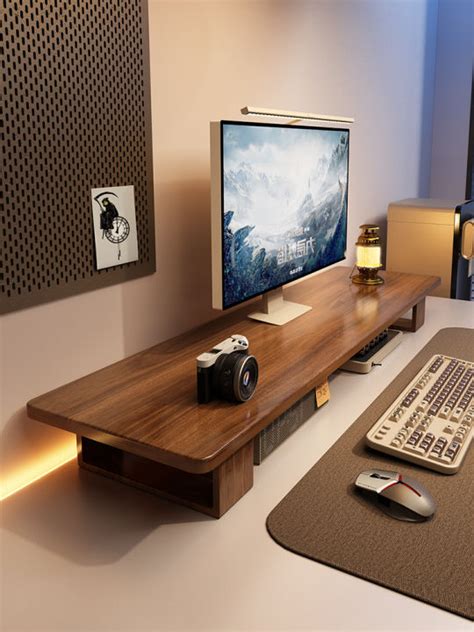 Elevated Solid Wood Computer Monitor Stand Office Desk Base Home High