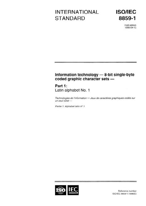 iso iec 8859 1 1998 information technology — 8 bit single byte coded