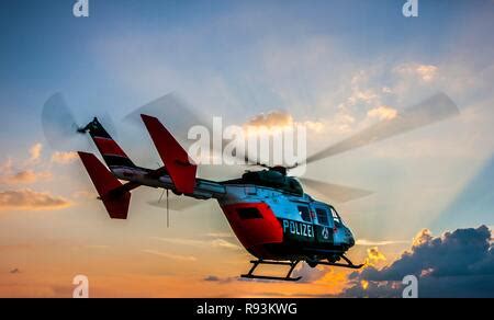 Police Helicopter Type Bk 117 Of The Police Nrw At An Operation Flight