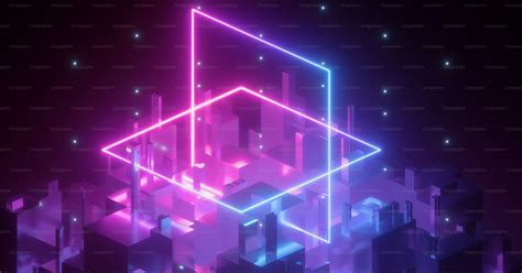 3d 렌더링 네온 추상 배경 자외선의 기하학적 모양 가상 청사진 핑크 블루 바이올렛 빛나는 빛 글리치 효과 사이버네틱 시스템 디지털 그리드 미래 컴퓨팅 기술