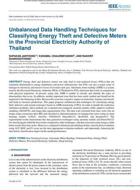 Pdf Unbalanced Data Handling Techniques For Classifying Energy Theft And Defective Meters In
