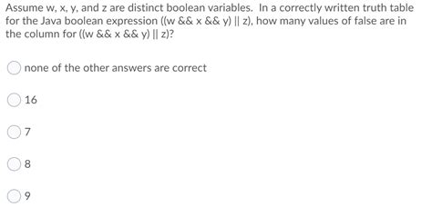 Solved Assume W X Y And Z Are Distinct Boolean Variables