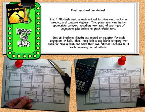 Identifying Asymptotes Activity Rational Function Math Giraffe Activities