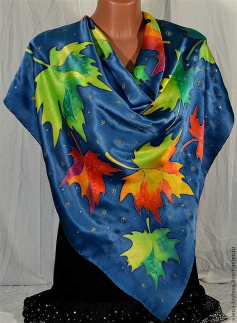 Платок шелковый батик Яркая осень в интернет магазине на Ярмарке Мастеров Платки Рязань