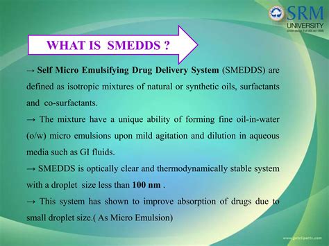 Self Micro Emulsifying Drug Delivery System Pptx