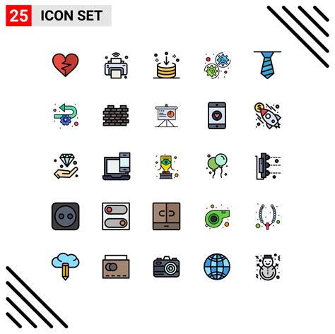 Group Of 25 Filled Line Flat Colors Signs And Symbols For Settings Gear