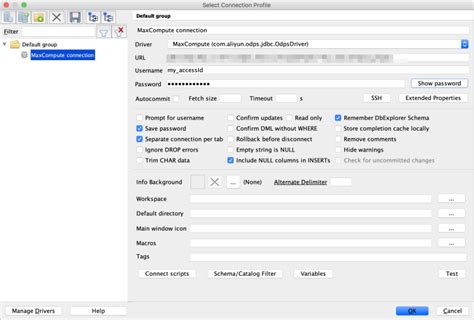 configure maxcompute jdbc on sql workbench j alibaba cloud