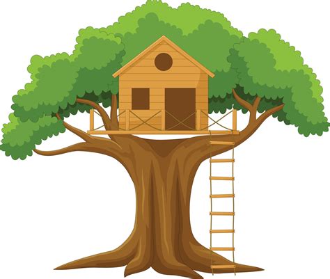 Tree House Cartoon In The Garden 15219907 Vector Art At Vecteezy
