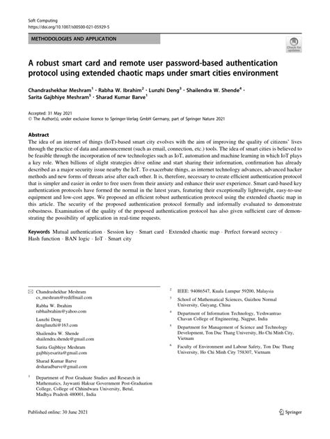 Pdf A Robust Smart Card And Remote User Password Based Authentication Protocol Using Extended