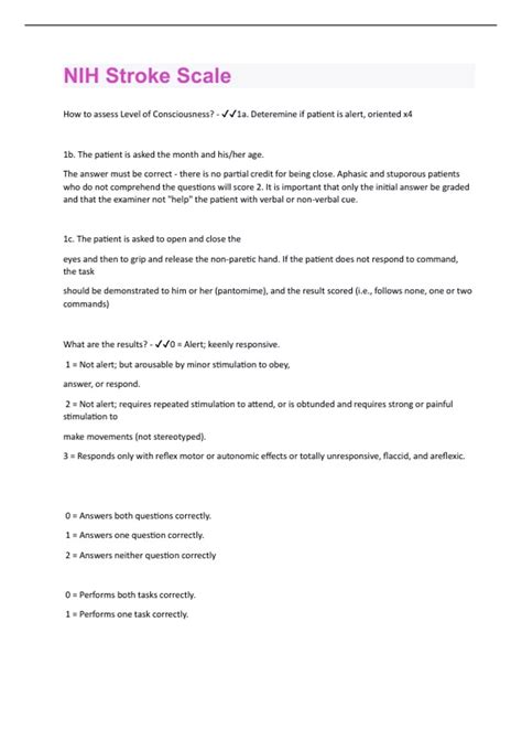 Nih Stroke Scale Questions And Answers With Complete Solution Nih