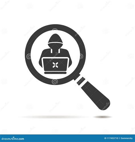 Flat Search Icon With Software Engineer Symbol On Whit Stock Vector Illustration Of Magnifying