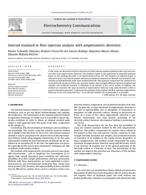 Pdf Internal Standard In Flow Injection Analysis With Amperometric Detection