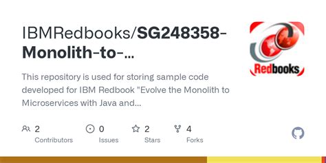 github ibmredbooks sg248358 monolith to microservices this repository is used for storing