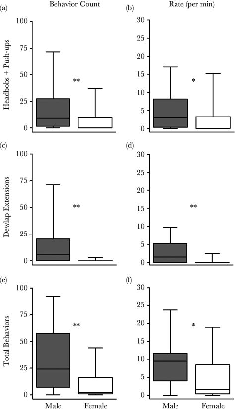 Sex Differences In The Number A C Left Column And Rate D F Right Download Scientific