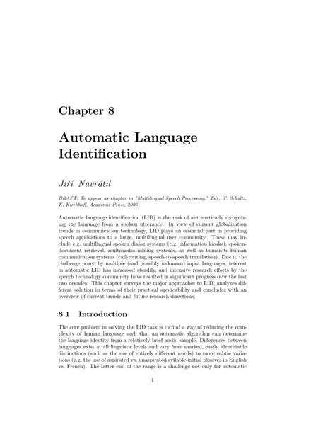 Pdf Automatic Language Identification