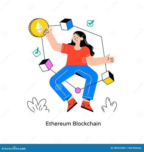 Ethereum Blockchain Flat Style Design Vector Illustration Stock