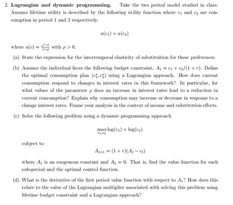 solved lagrangian and dynamic programming take the two