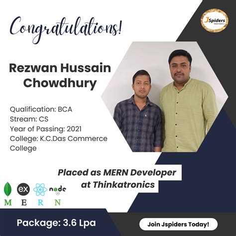 Jspiders Marathahalli Congrats👏 Rezwan Hussain Chowdhury Has Got