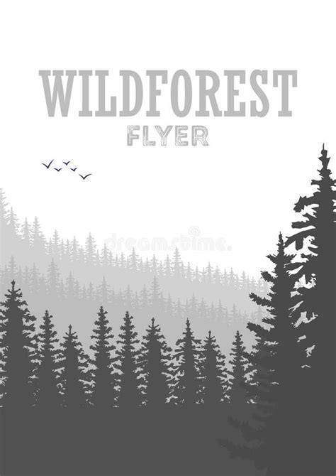 Wild Coniferous Forest Flyer Background Pine Tree Landscape Nature