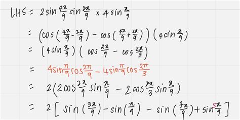 Trigonometry Show 8 Sin Frac{4 Pi}{9} Sin Frac{2 Pi}{9} Sin Frac{ Pi}{9} Sqrt{3