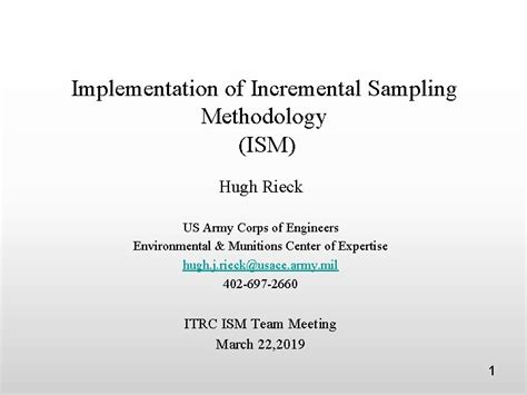 Implementation Of Incremental Sampling Methodology Ism Hugh Rieck