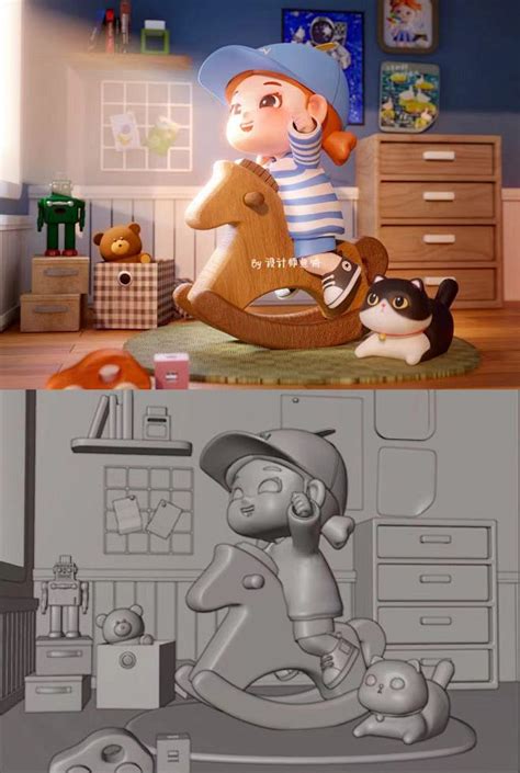 3d原创场景建模 童年