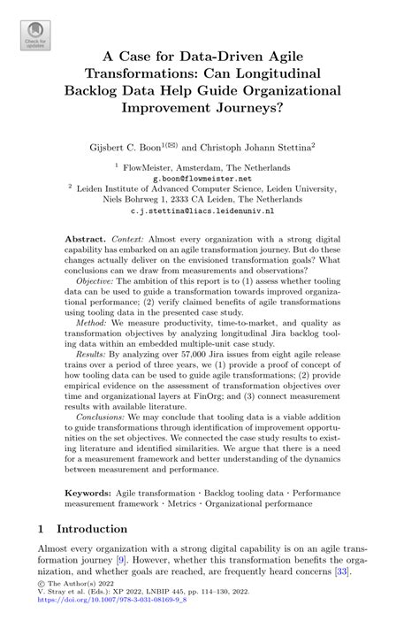 pdf a case for data driven agile transformations can longitudinal