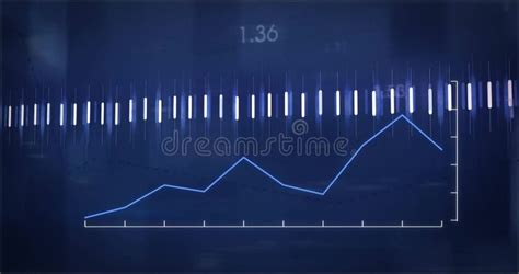 animated dashboard displaying candlestick bars glowing blue along neon line chart tracing peaks