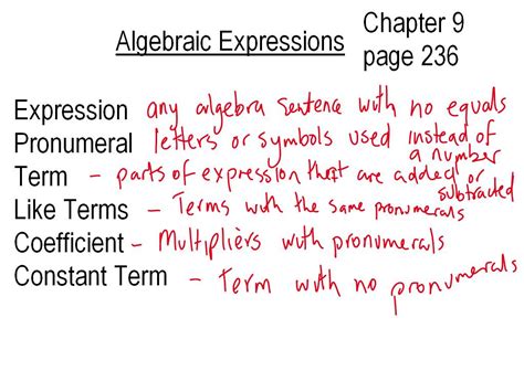 Middle School Maths Algebraic Expressions
