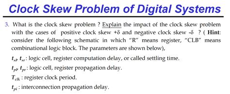 Solved Clock Skew Problem Of Digital Systems 3 What Is The