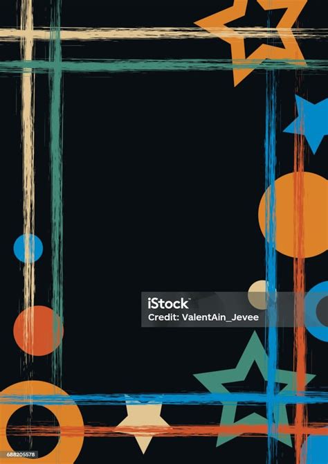 기하학적 인물 프레임 별 서클 테두리 그런 지 템플릿을 벡터 그려진 기하학적 배경 점 오래 된 스타일 빈티지 디자인 균열 인원 감소율 A4 크기 형식으로 그래픽 일러스트