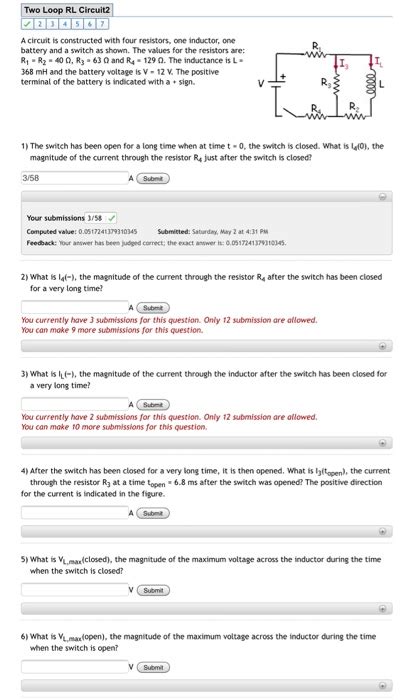 Solved Two Loop RL Circuit A Circuit Is Constructed With Chegg Com