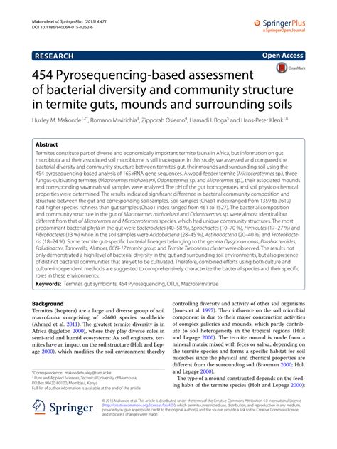Pdf 454 Pyrosequencing Based Assessment Of Bacterial Diversity And Community Structure In