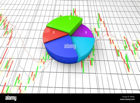 a colorful 3d pie chart graph high resolution render with candlesticks