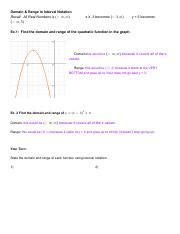 Understanding Domain Range In Interval Notation Course Hero