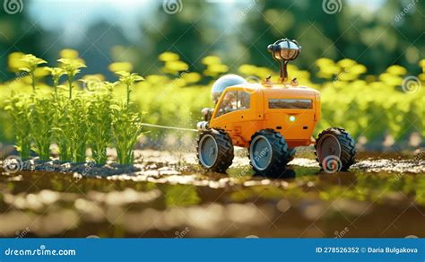 Robots For Automated Spraying Of Crops An Agricultural Robot Working In The Field The Concept
